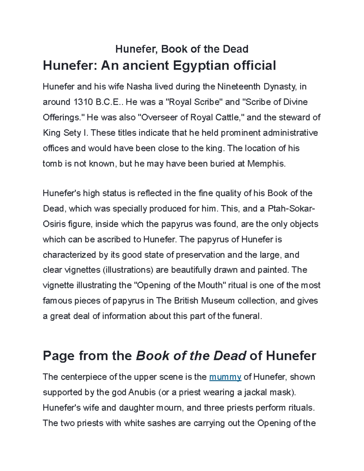 Hunefer, Book of the Dead - Hunefer, Book of the Dead Hunefer: An ...