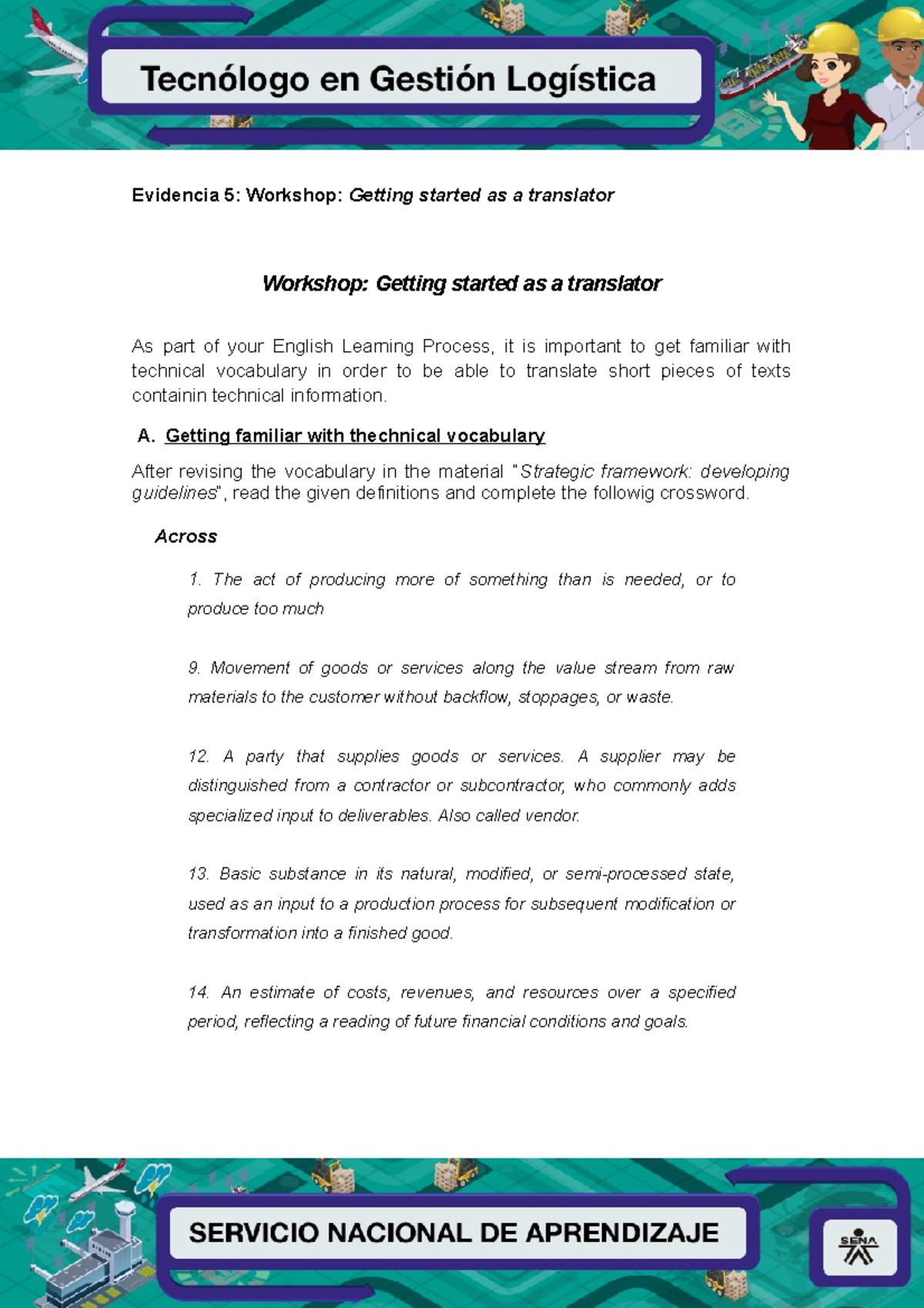 Evidencia 5 Workshop ingles - Evidencia 5: Workshop: Getting started as ...