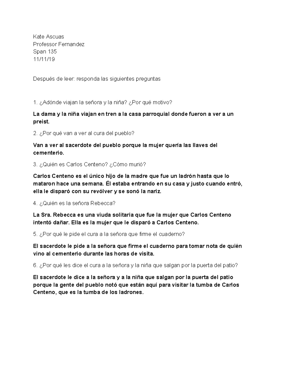 La Siesta del Martes - Kate Ascuas Professor Fernandez Span 135 11/11 ...