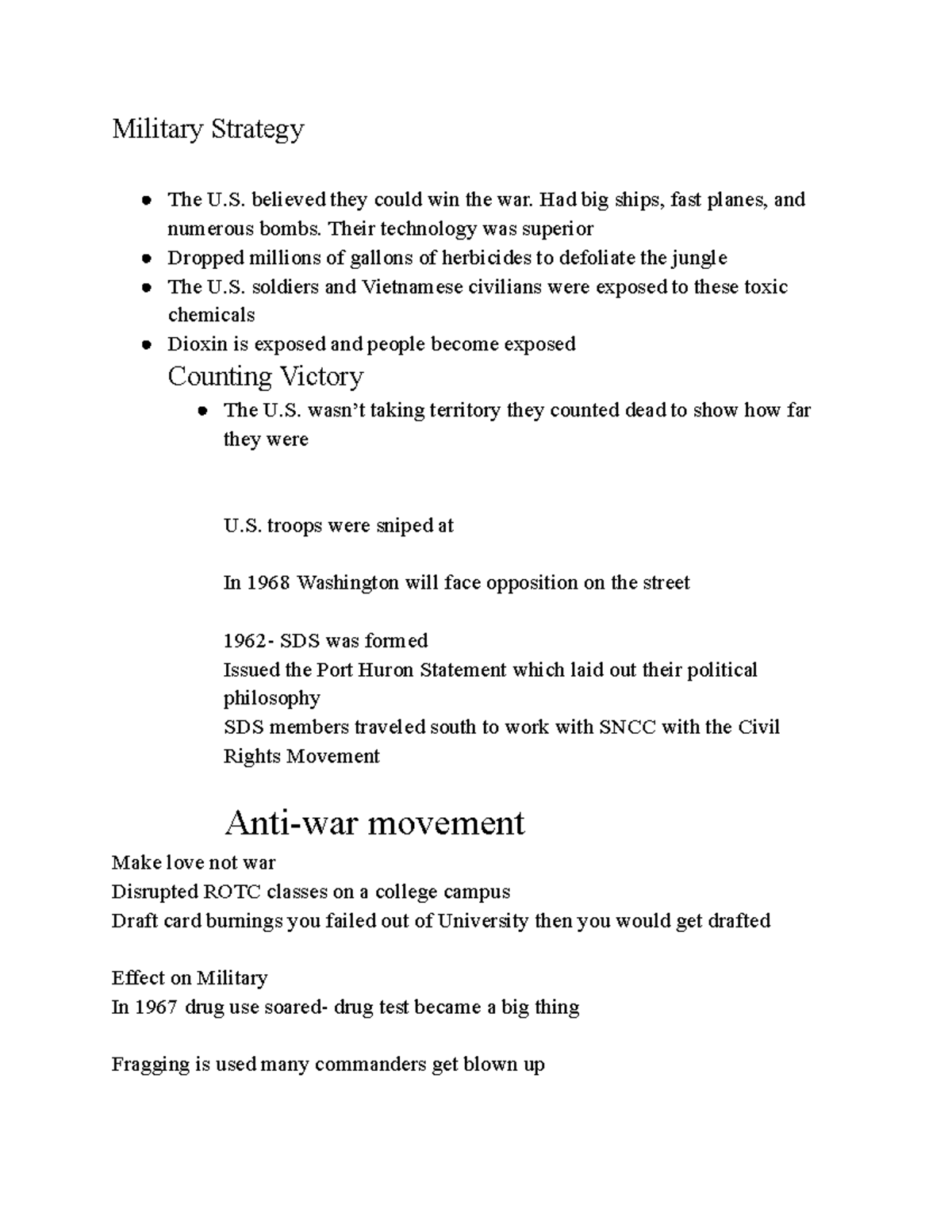 Vietnam war continued - Google Docs - Military Strategy The U. believed ...