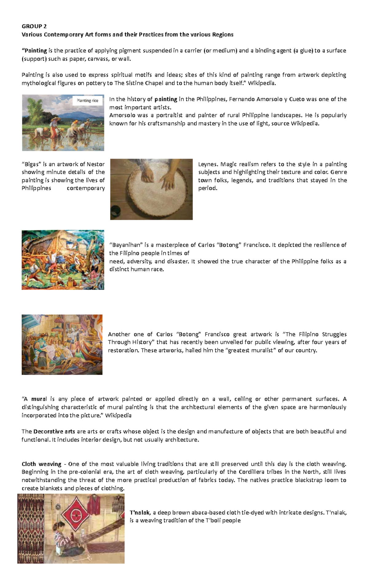 Group-2 - Contemporary Arts - GROUP 2 Various Contemporary Art forms ...