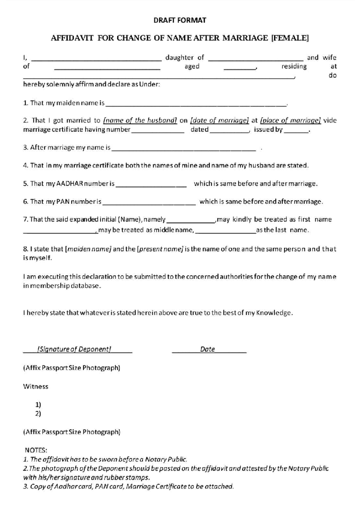 Name Change Draft format - Drafting Pleading & Conveyancing - Studocu