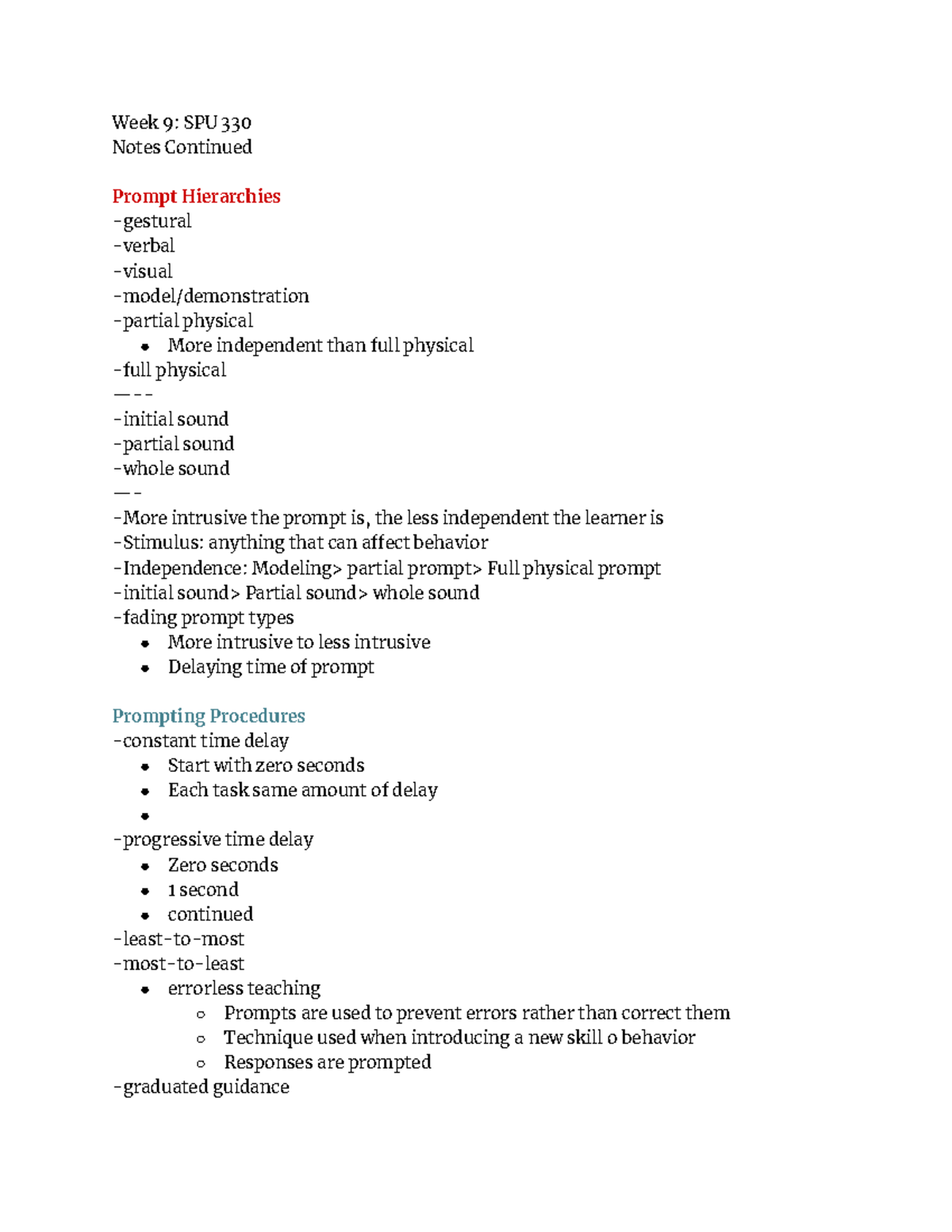 Week 9 330 NOTES - Week 9: SPU 330 Notes Continued Prompt Hierarchies ...