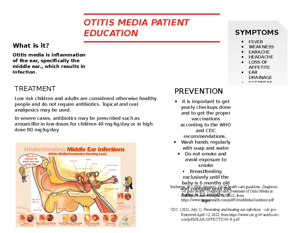 Otitis media pamphlet - student notes in lecture - Barbaresi, W. (2008 ...