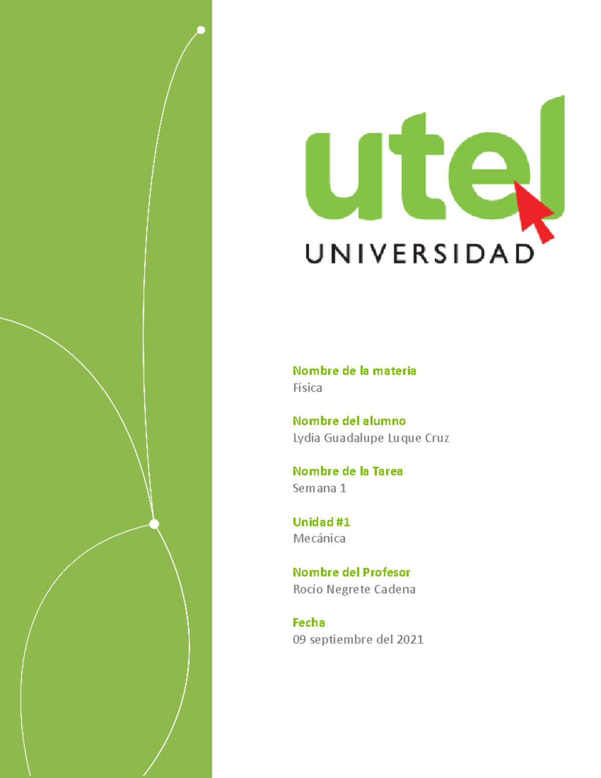 Física PE S1 - Semana 1 - Nombre de la materia Física Nombre del alumno ...