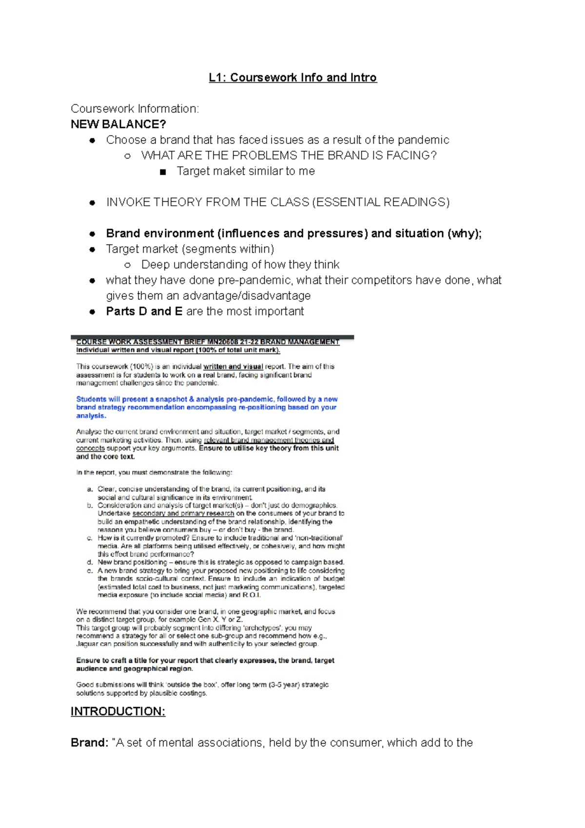 L1 Coursework Info and Intro - L1: Coursework Info and Intro Coursework ...