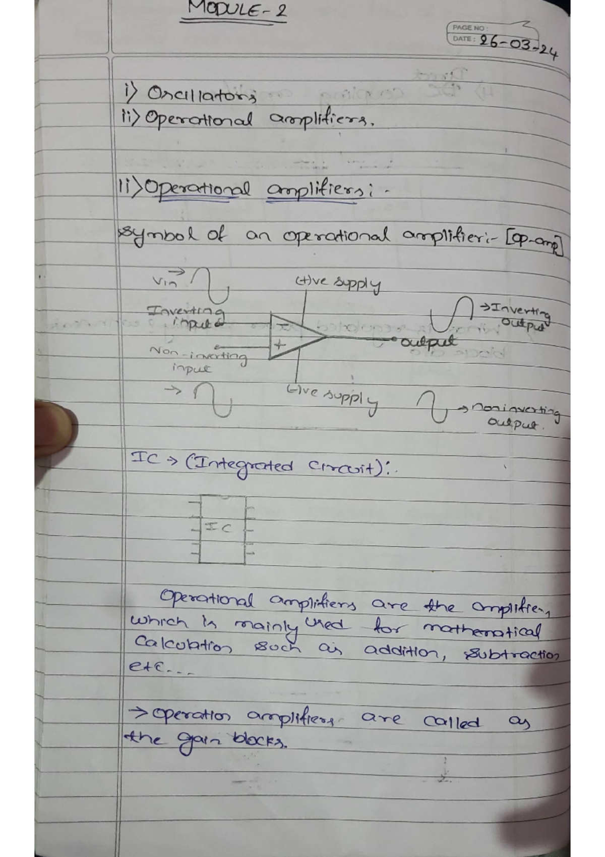 ELN mod 2 - Just refer - 2 PAGE NO: DATE Oscillatori Operational amplifiers. operational ...