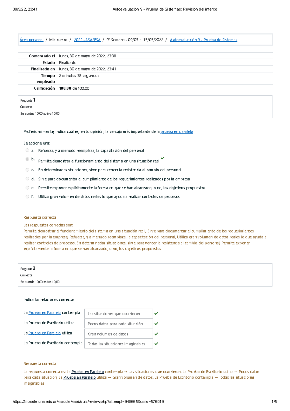 4 Prueba de sistemas - repaso 2° parcial - Área personal / Mis cursos / 2022 -ASA/ESA / 9 ...