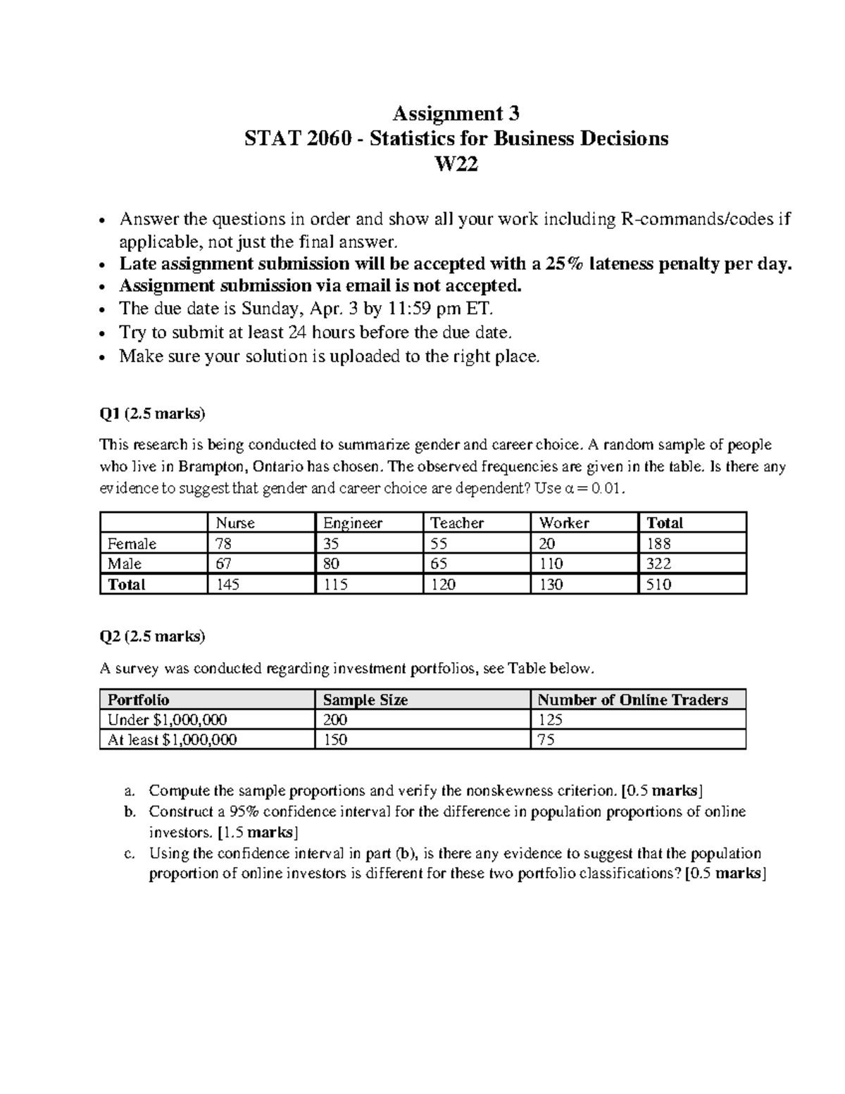 Assignment 3- ASSIGNMENT FOR LAST PART OF THE SEMESTER - Cis2500 - U of ...