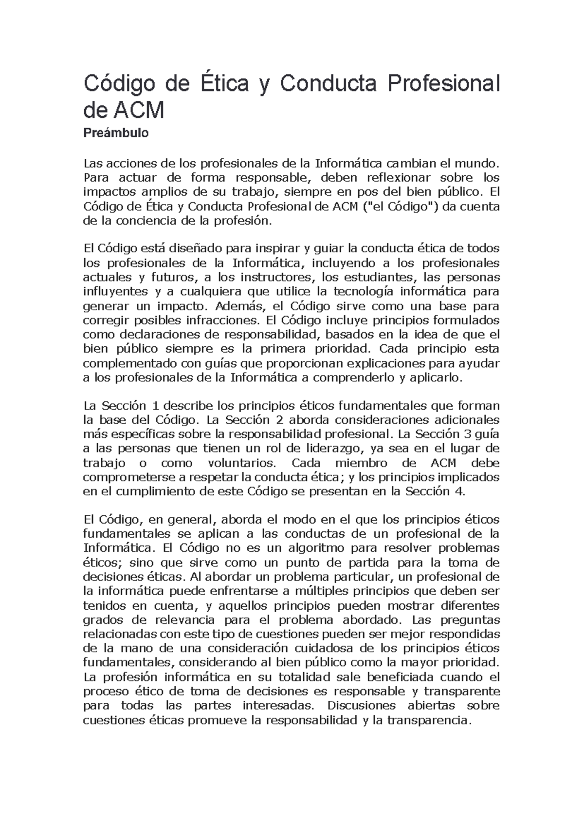 Código de Ética y Conducta Profesional de ACM - Código de Ética y ...