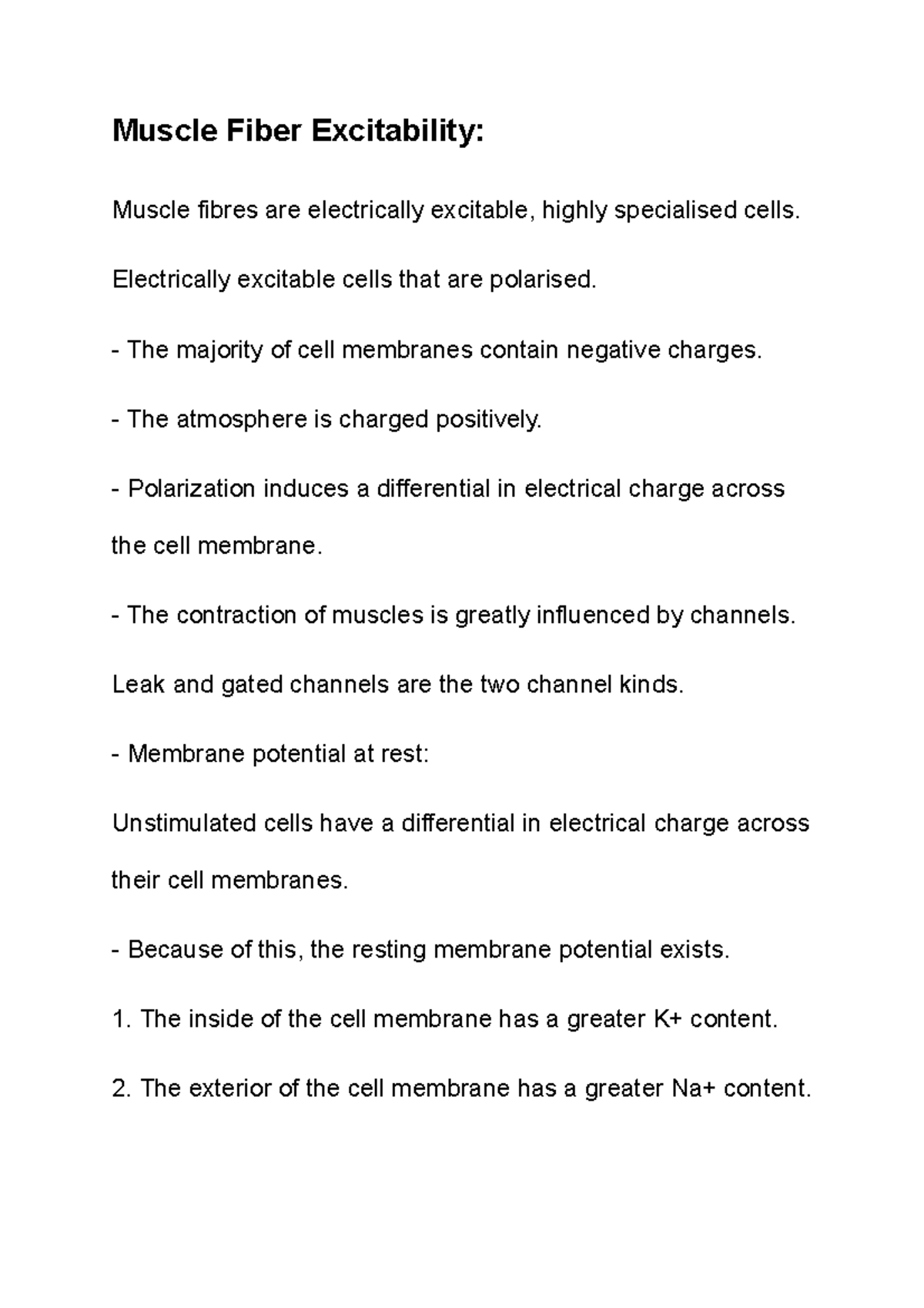 Muscle Fiber Excitability - Muscle Fiber Excitability: Muscle fibres ...