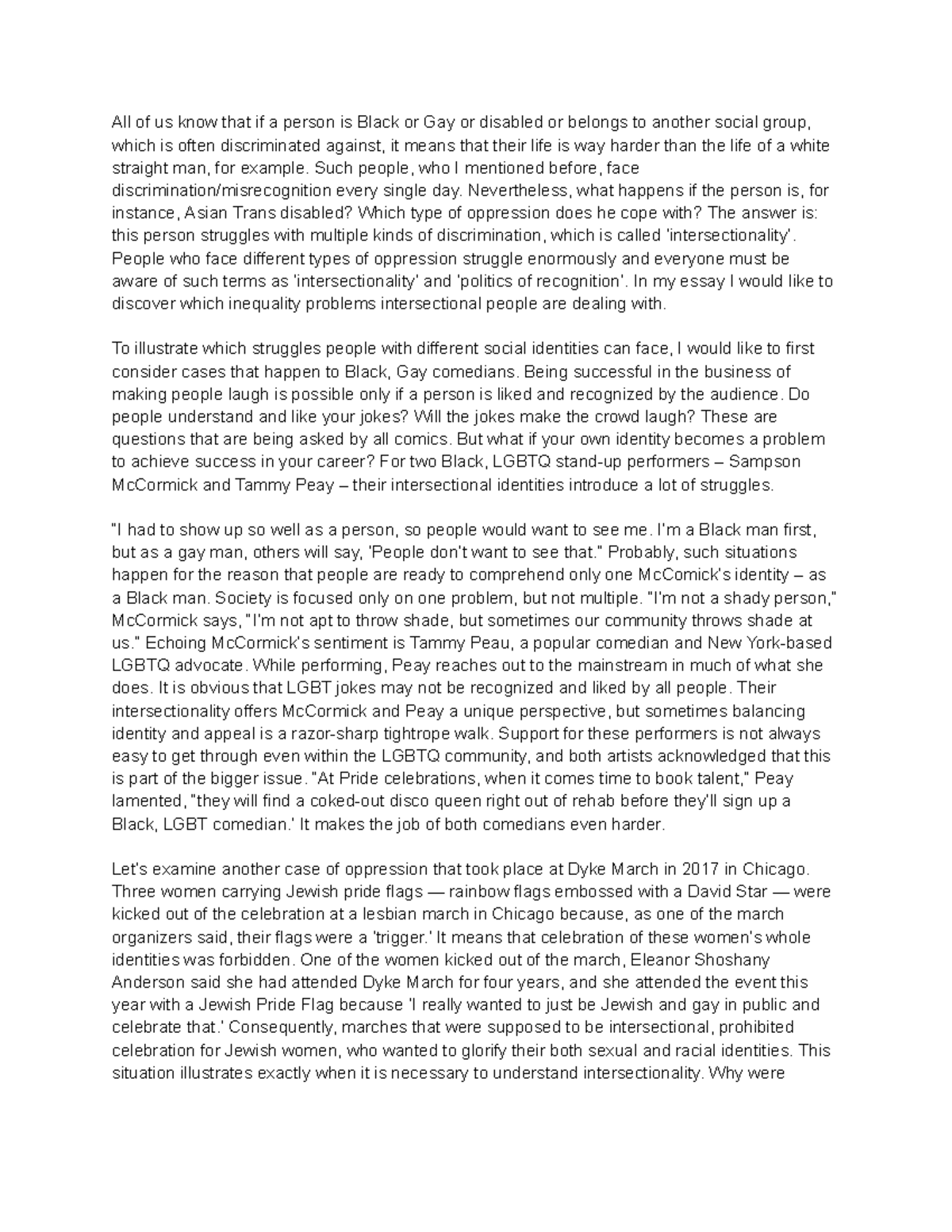 Intersectionality On The Example Of Black LGBT Stand Up Performers ...