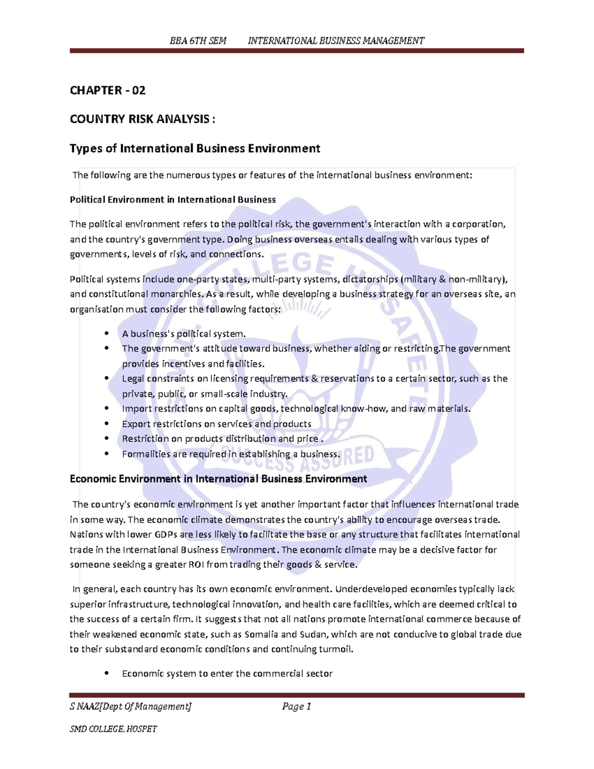 Chapter - 02 IBM-WPS Office - CHAPTER - 02 COUNTRY RISK ANALYSIS ...