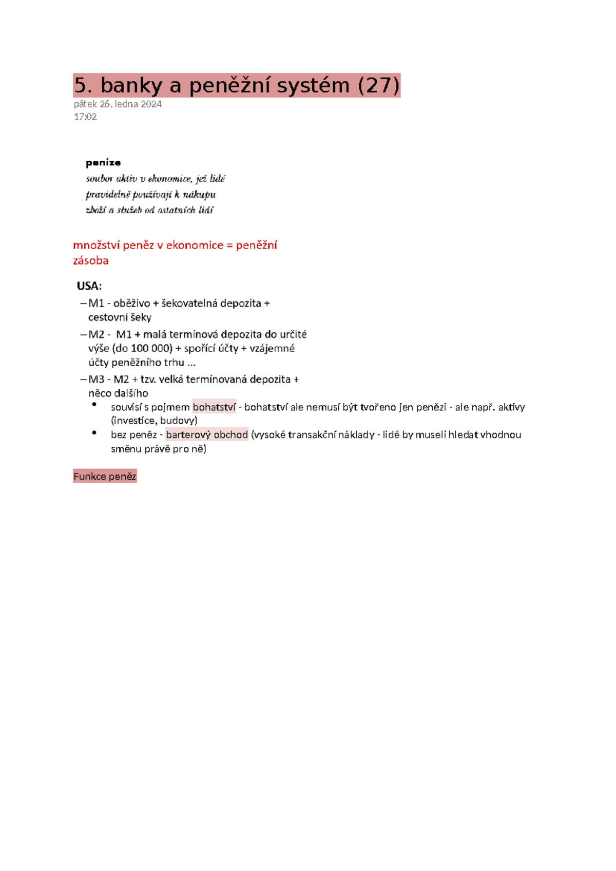 5. banky a peněžní systém (27) - 5. banky a peněžní systém (27) pátek ...