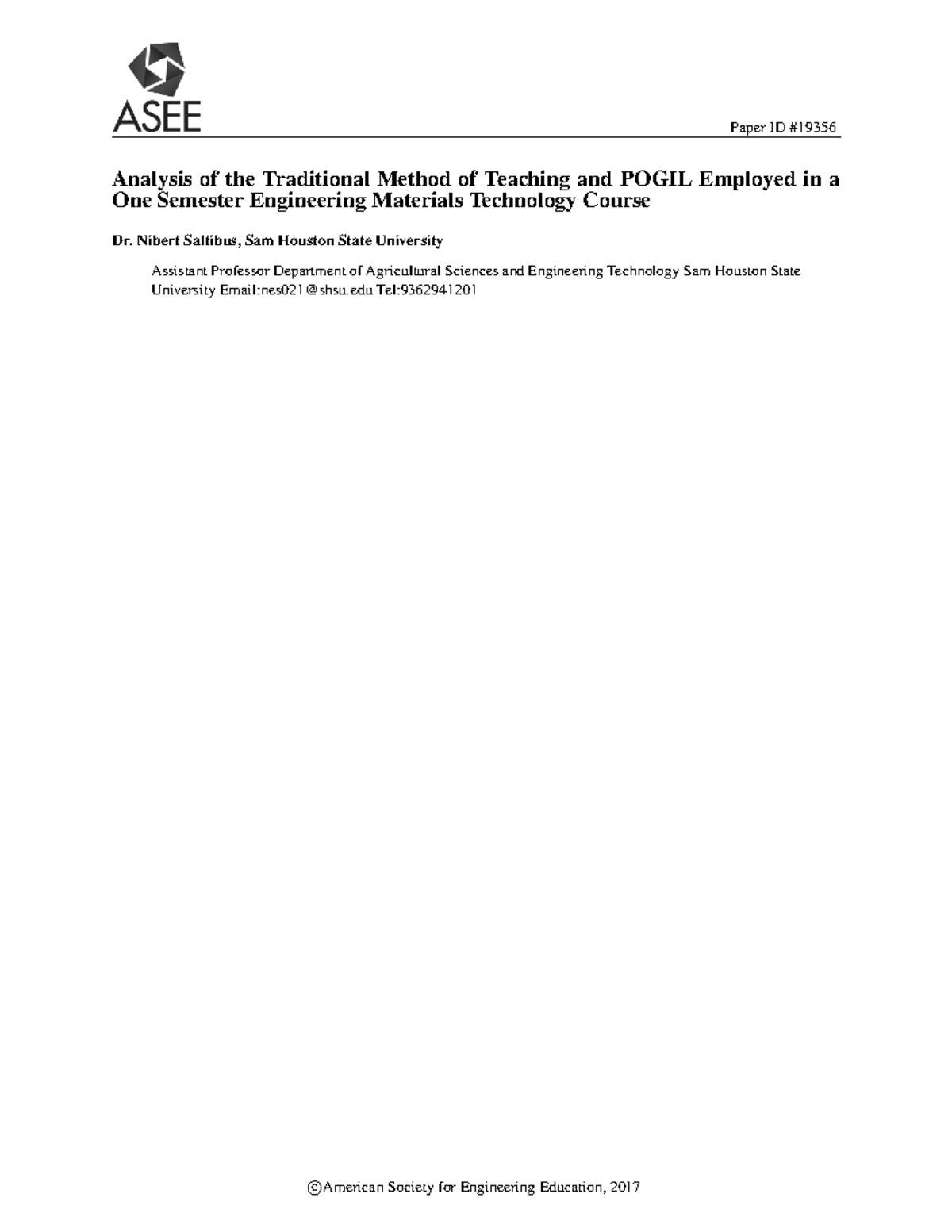 Analysis of the traditional method of teaching and pogil employed in a ...