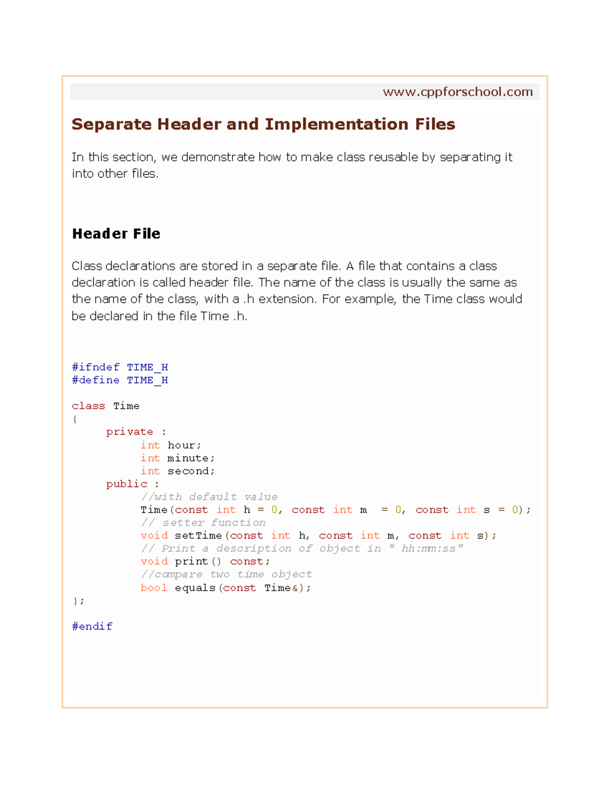 Chapter 21 separate header and implementation files - cppforschool ...