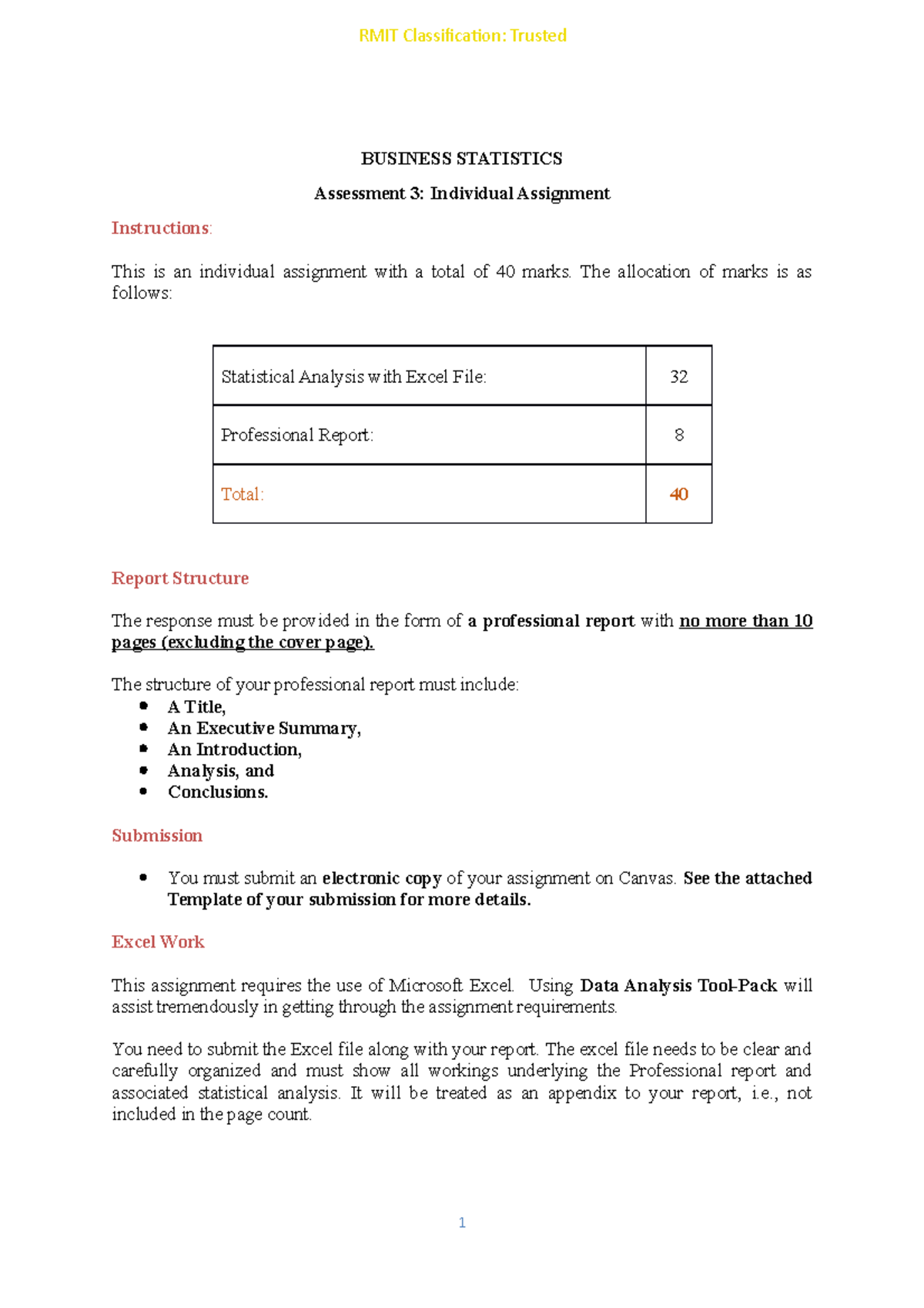 Individual Assignment Instructions - 2022 - BUSINESS STATISTICS ...