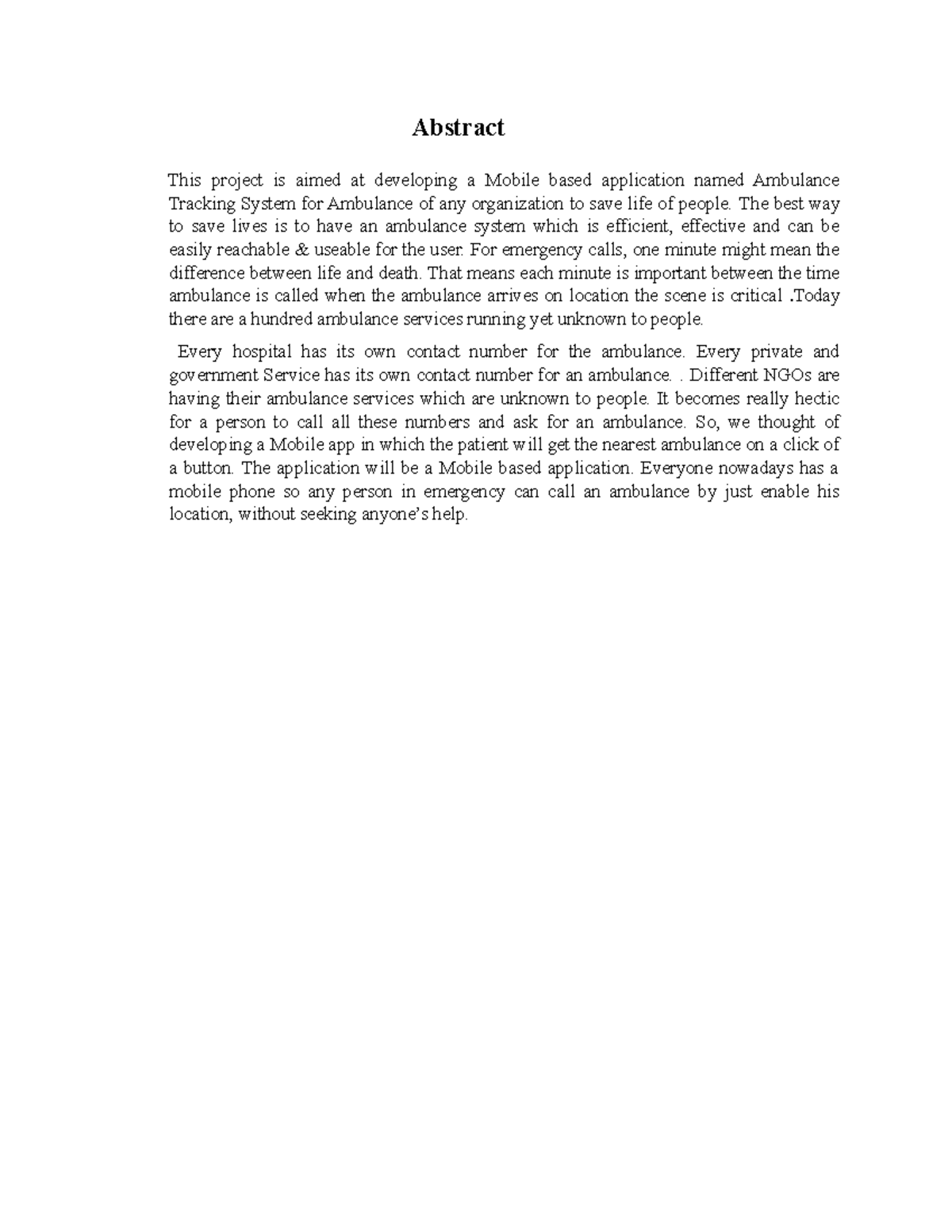 Abstract is the project of ambulance tracking system mobile application ...