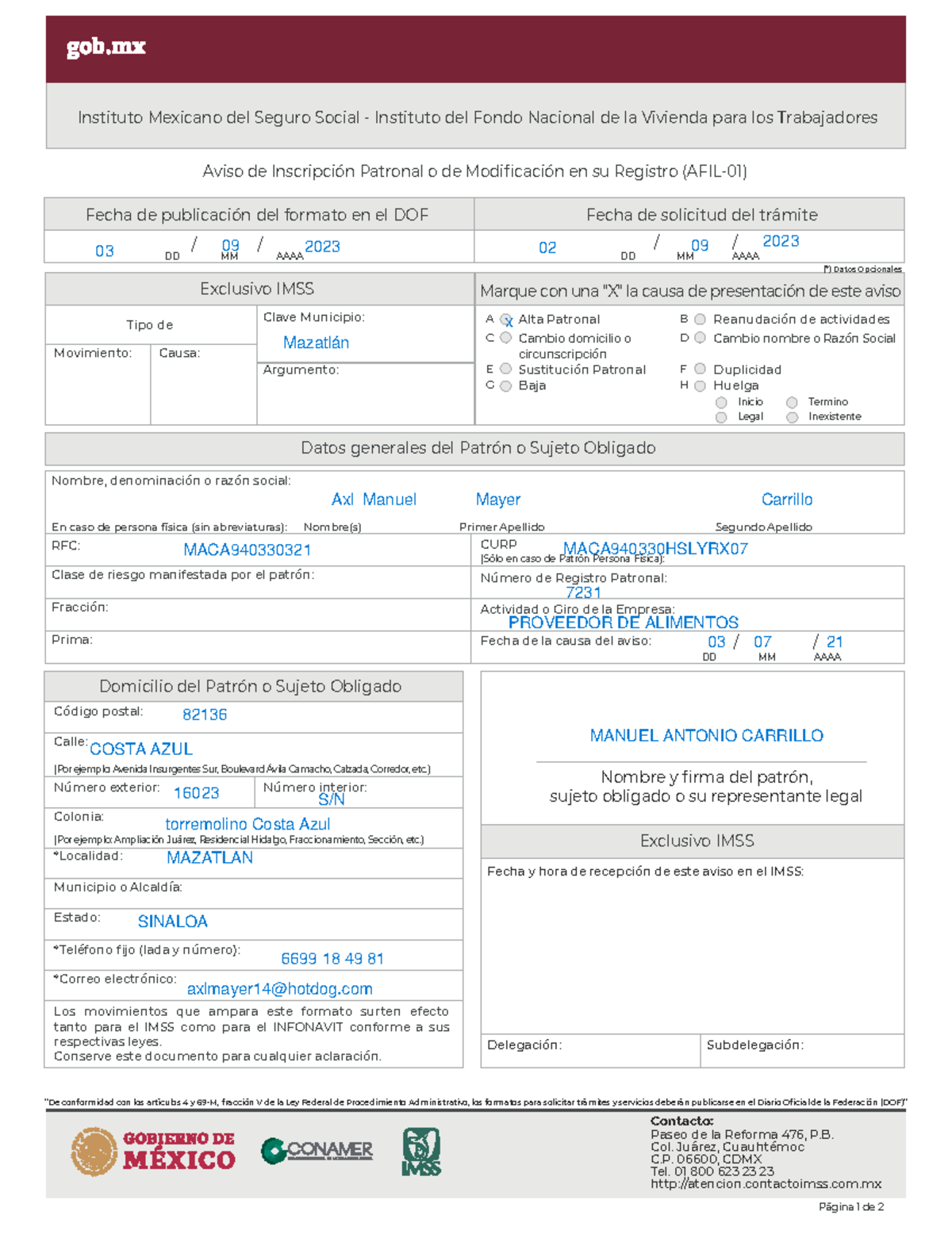 Mayer AXl actividad sustitucion Patronal - Página 1 de 2 Contacto ...