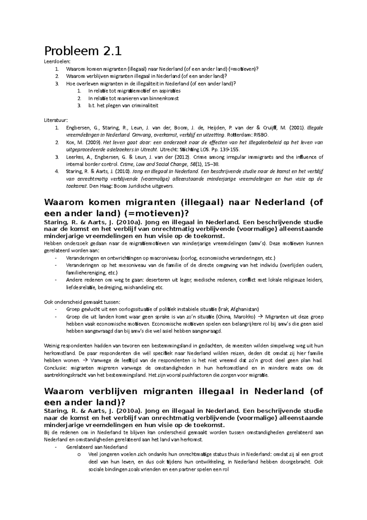 Probleem 2.1 - Deze uitwerkingen gaan over waarom migranten naar Nederland komen en hoe zij ...