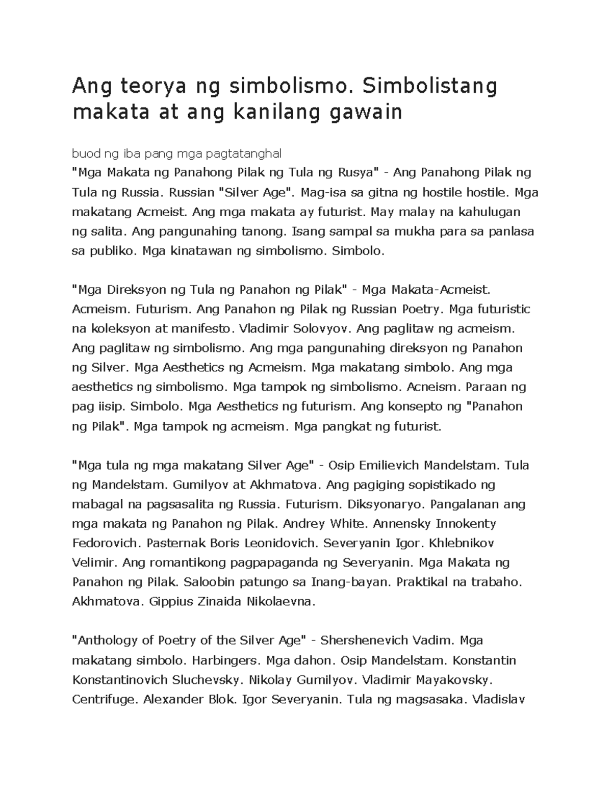 Ang teorya ng simbolismo - Simbolistang makata at ang kanilang gawain ...