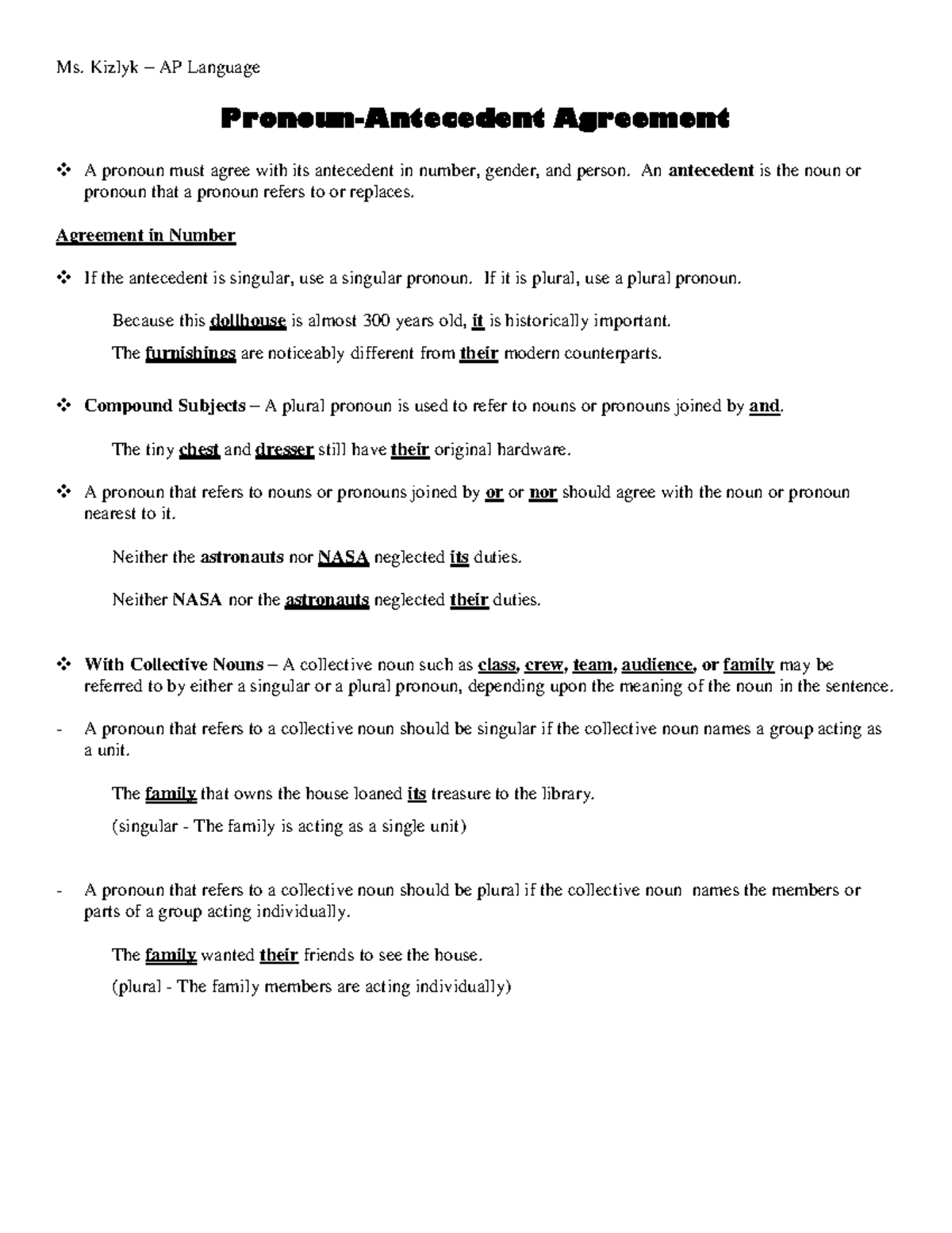 Pronoun Antecedent Agreement - Pronoun-Antecedent Agreement A pronoun ...