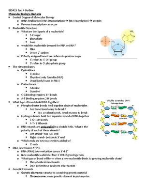 BIO425 Test 1 Outline - BIO425 Exam 1 Outline Introduction and History ...