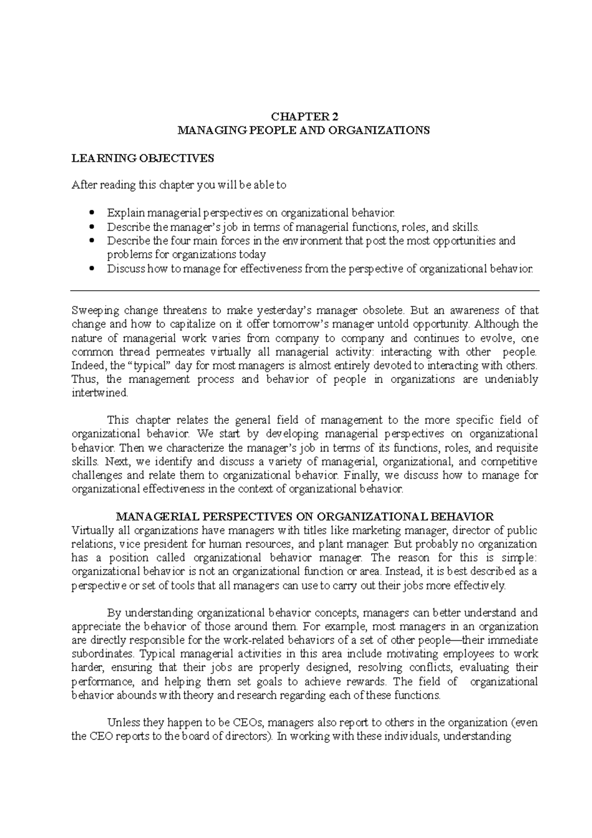 Chapter 2-Managing People and Organization - CHAPTER 2 MANAGING PEOPLE ...