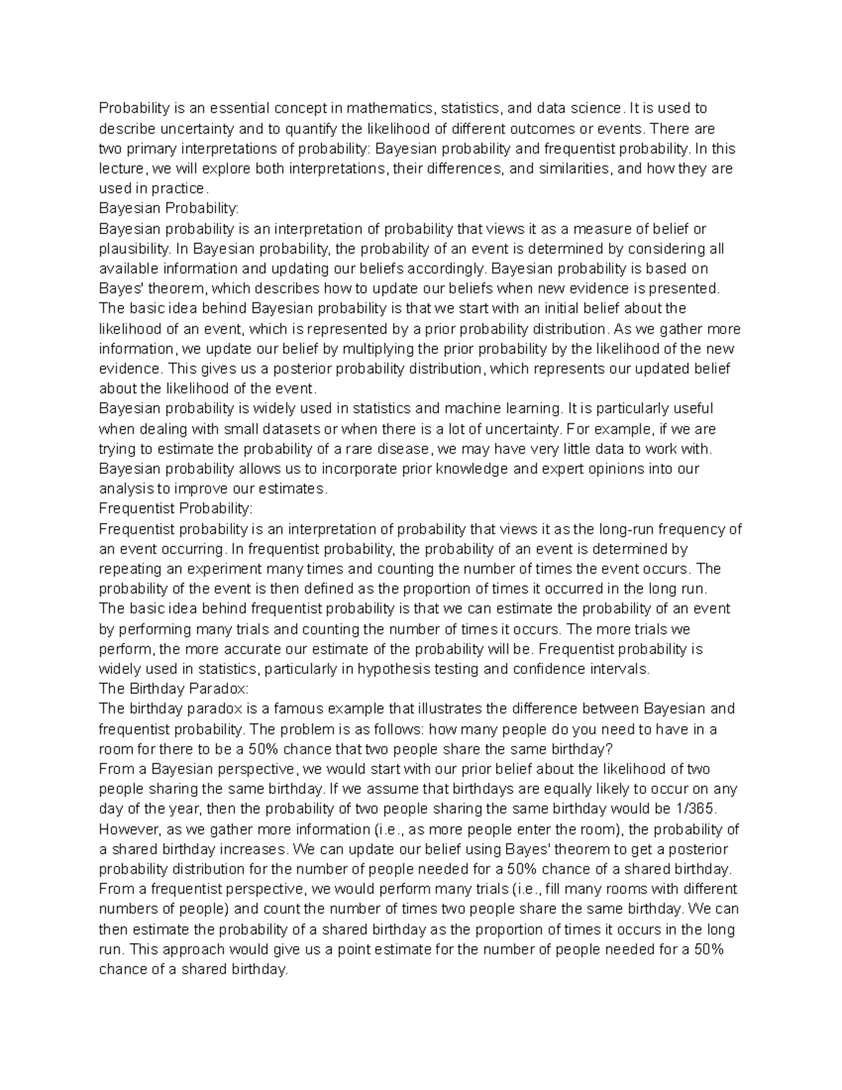 Basic Statistics lecture notes 3 - Probability is an essential concept ...