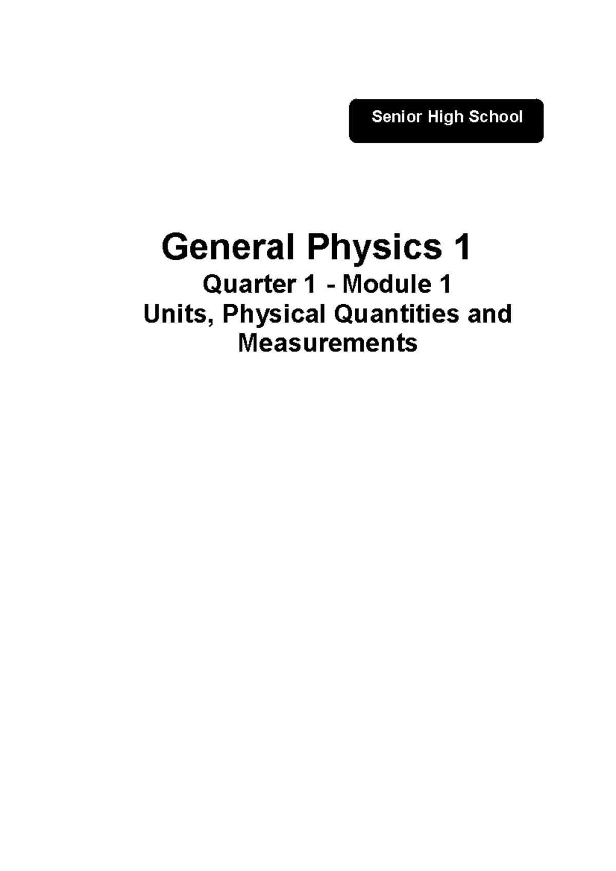 General Physics 1 Quarter 1 Module 1 Units-Physical-Quantities ...