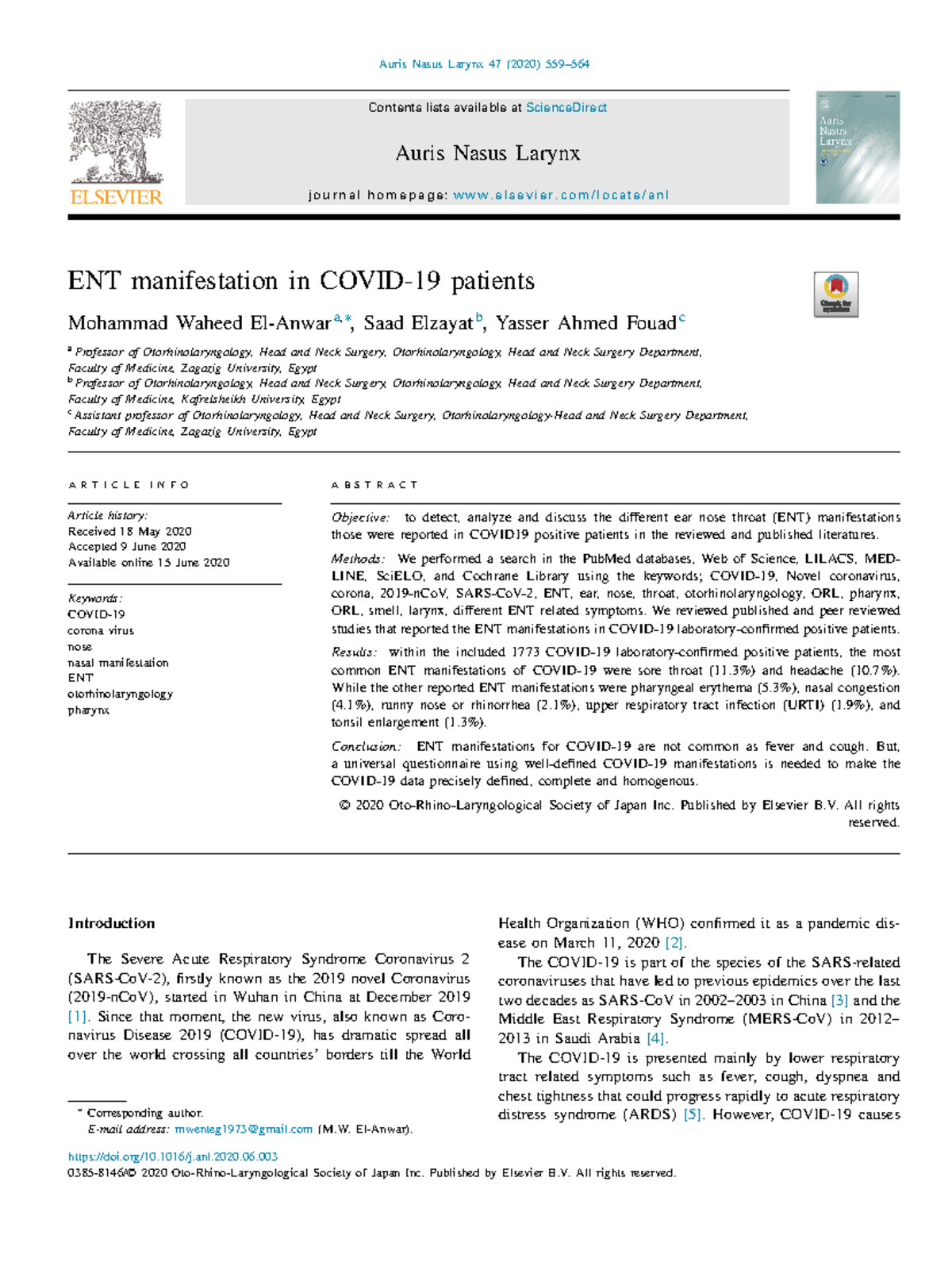 1-s2 - Auris Nasus Larynx 47 (2020) 559– Contents lists available at ...