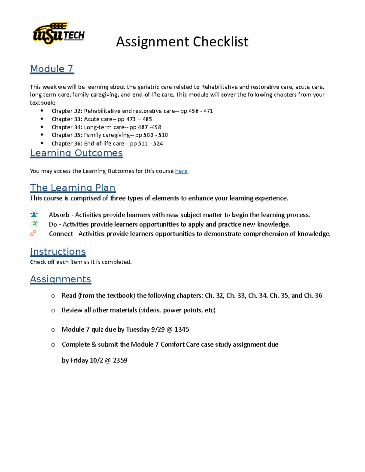 Care of Aging Adults Module 7 Assignment Checklist (1) (1) (29 ...