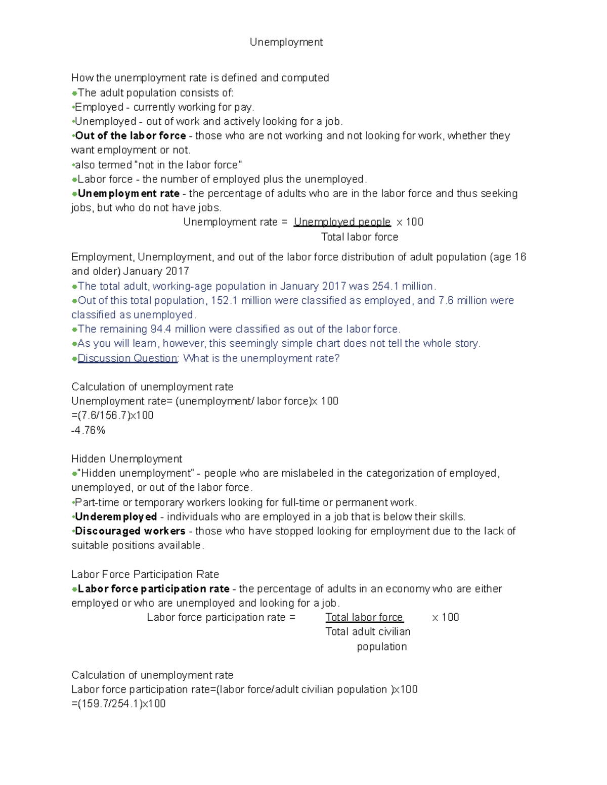 Chapter 8 unemployment - How the unemployment rate is defined and ...