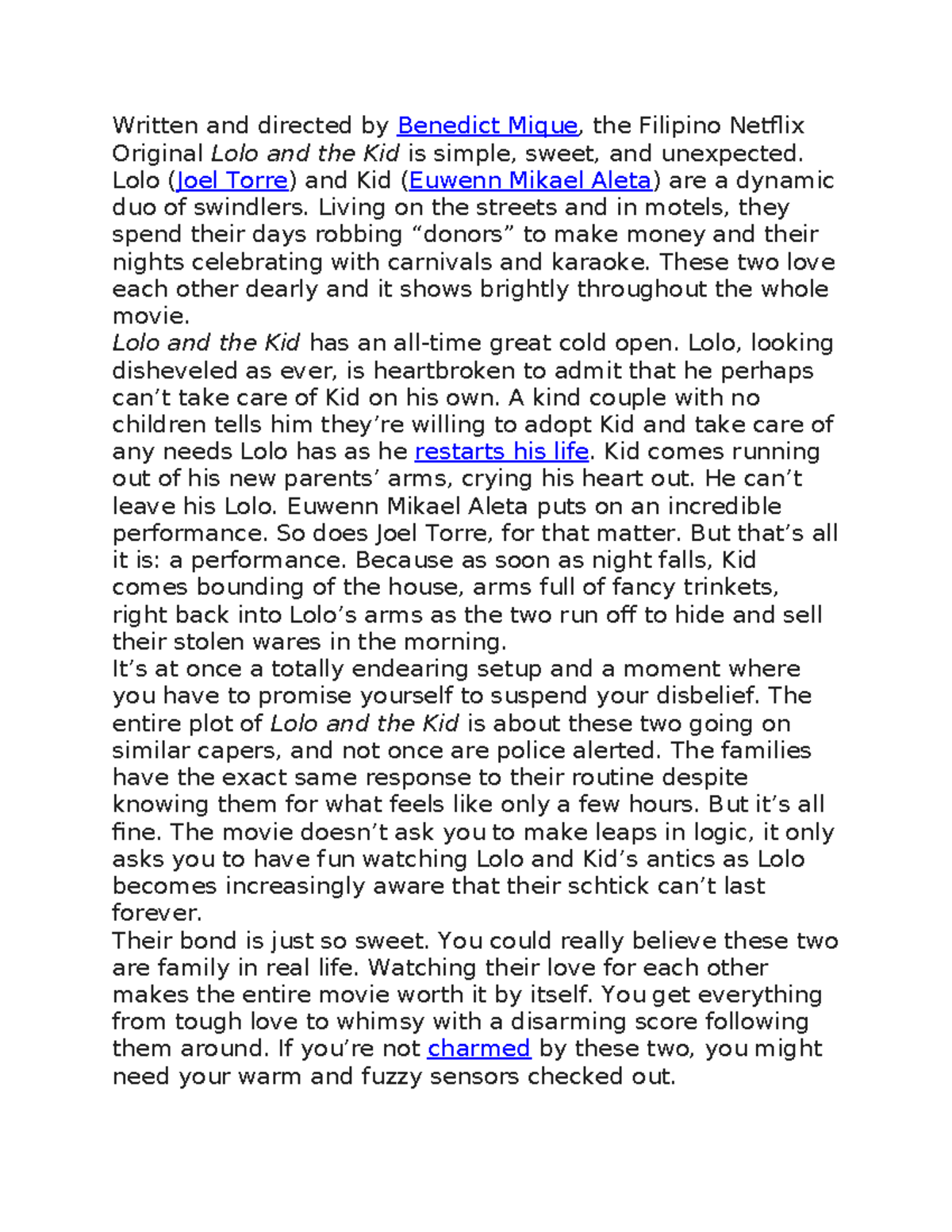 Lolo and the kid - This summary is based from the movie Lolo and the ...