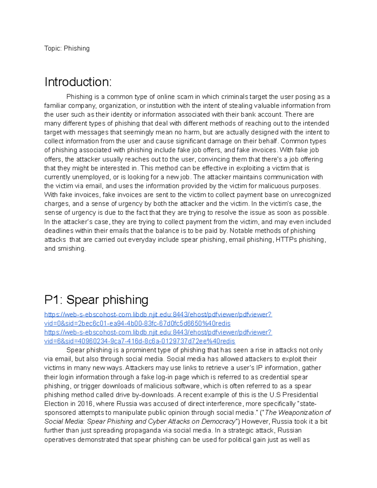 Roadmap Project Phishing - Topic: Phishing Introduction: Phishing is a ...