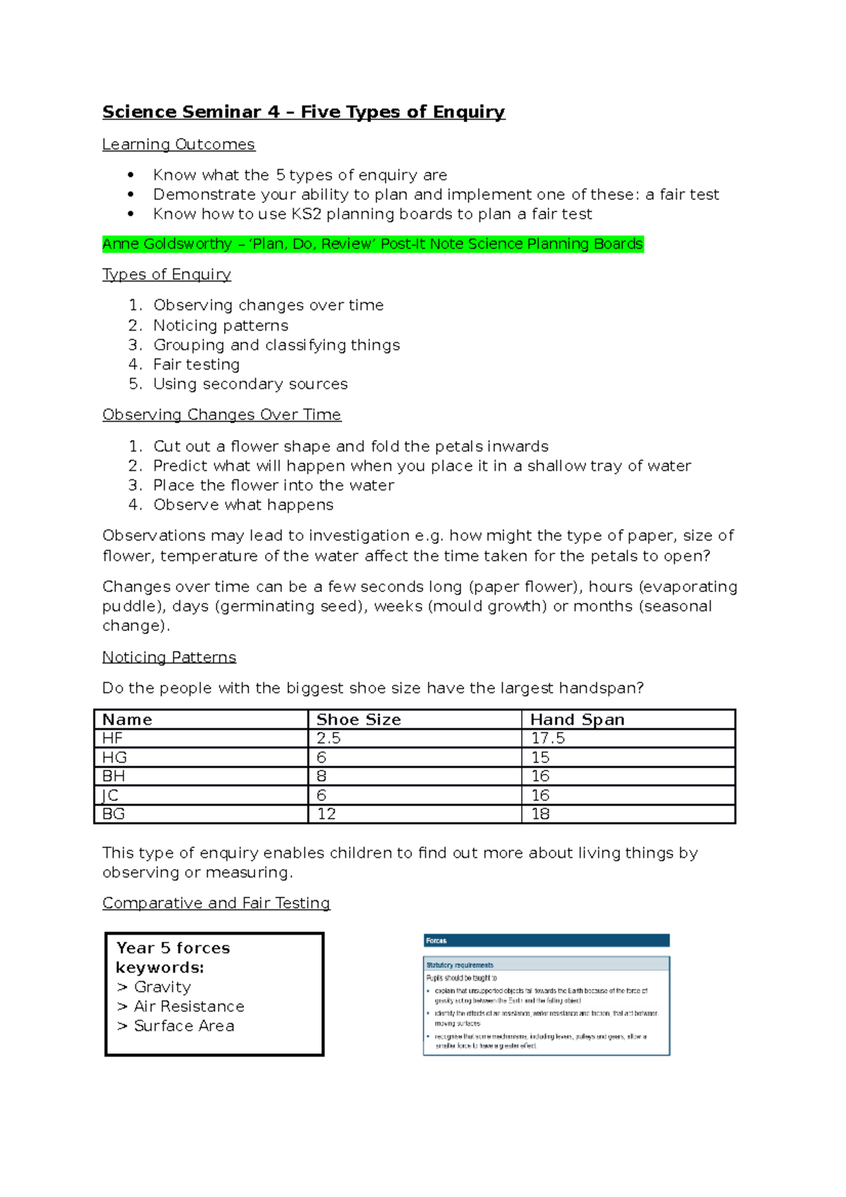 Seminar 4 - 5 Types of Enquiry - Science Seminar 4 – Five Types of ...