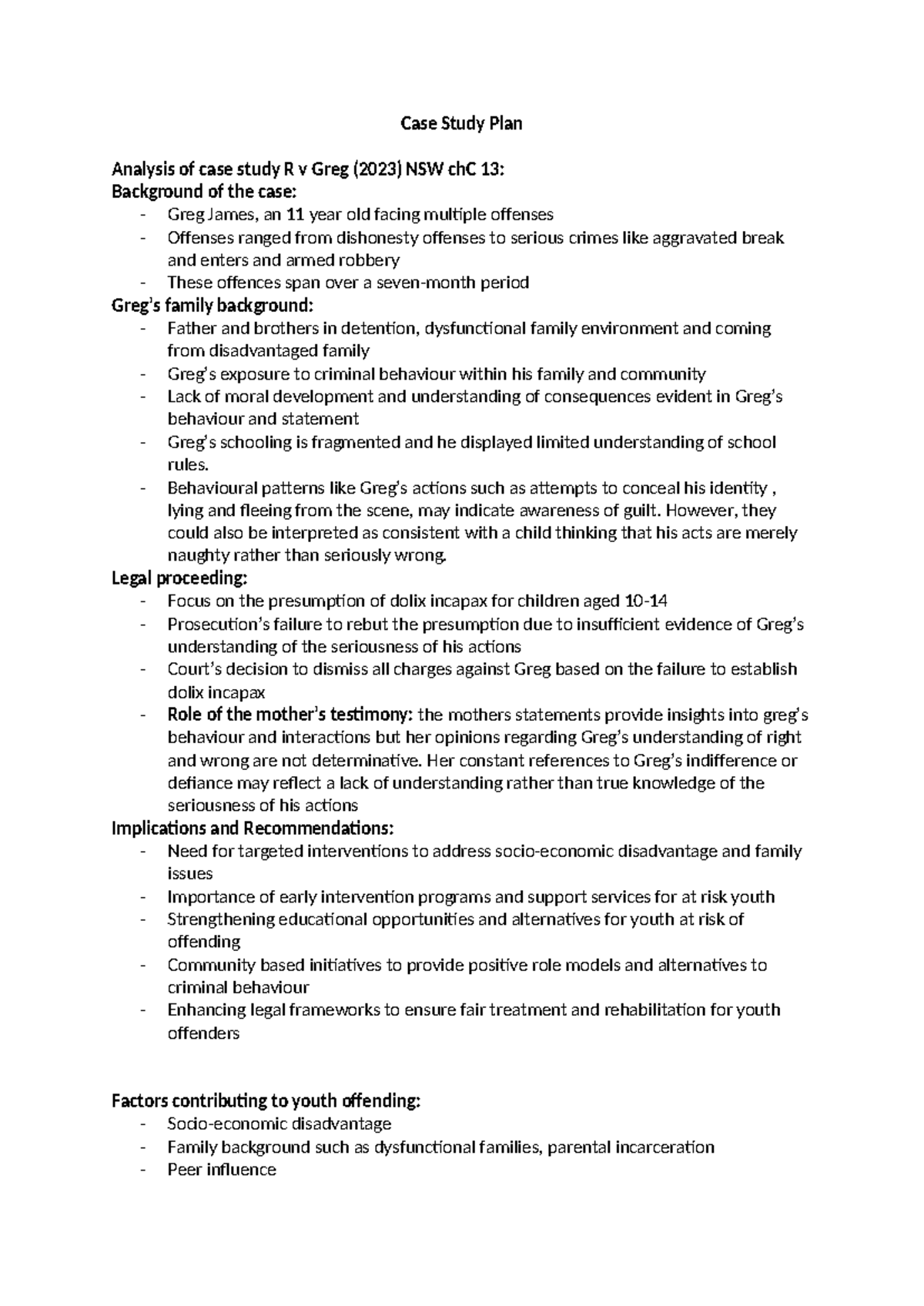 Case Study Plan - - Studocu