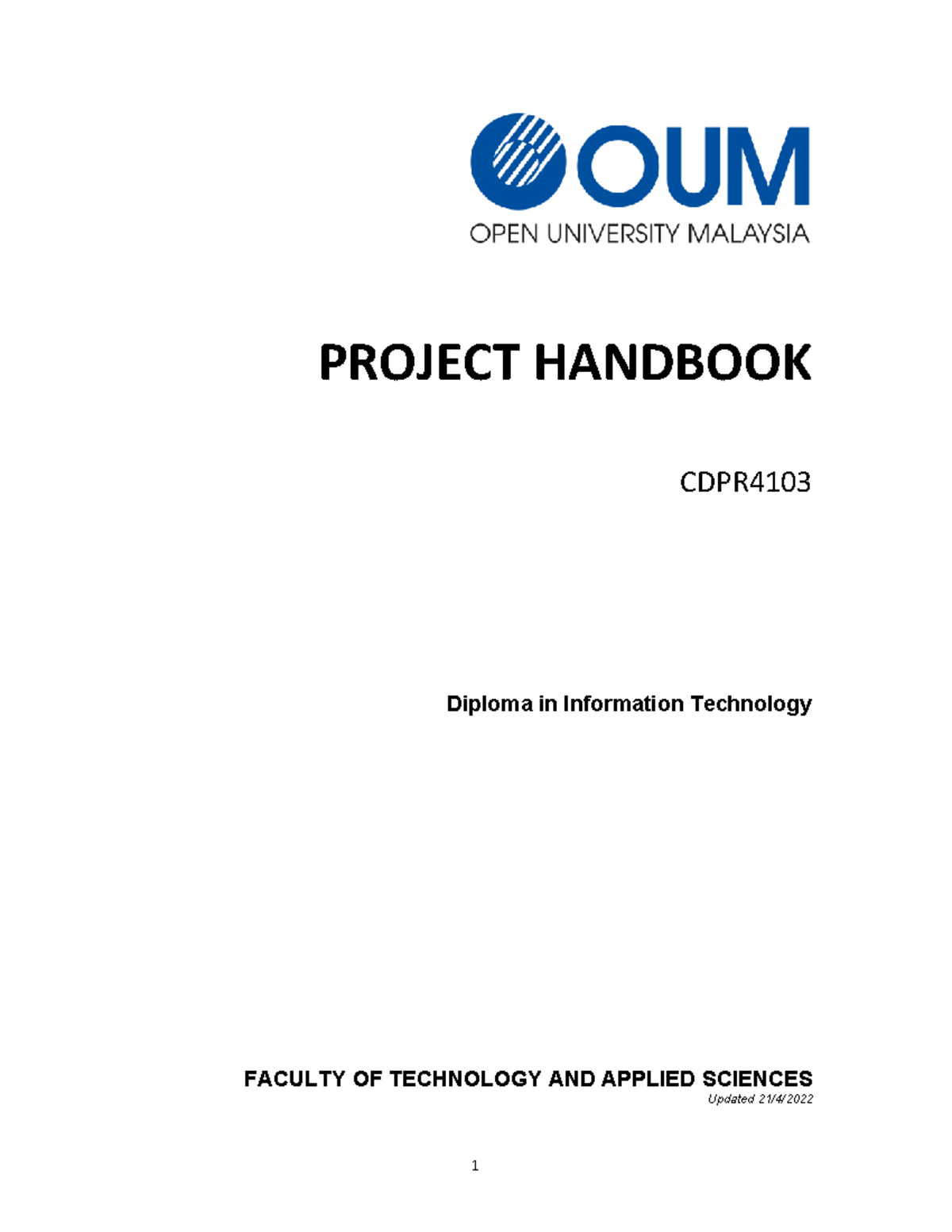 8 Handbook diploma IT DIT - PROJECT HANDBOOK CDPR Diploma in ...