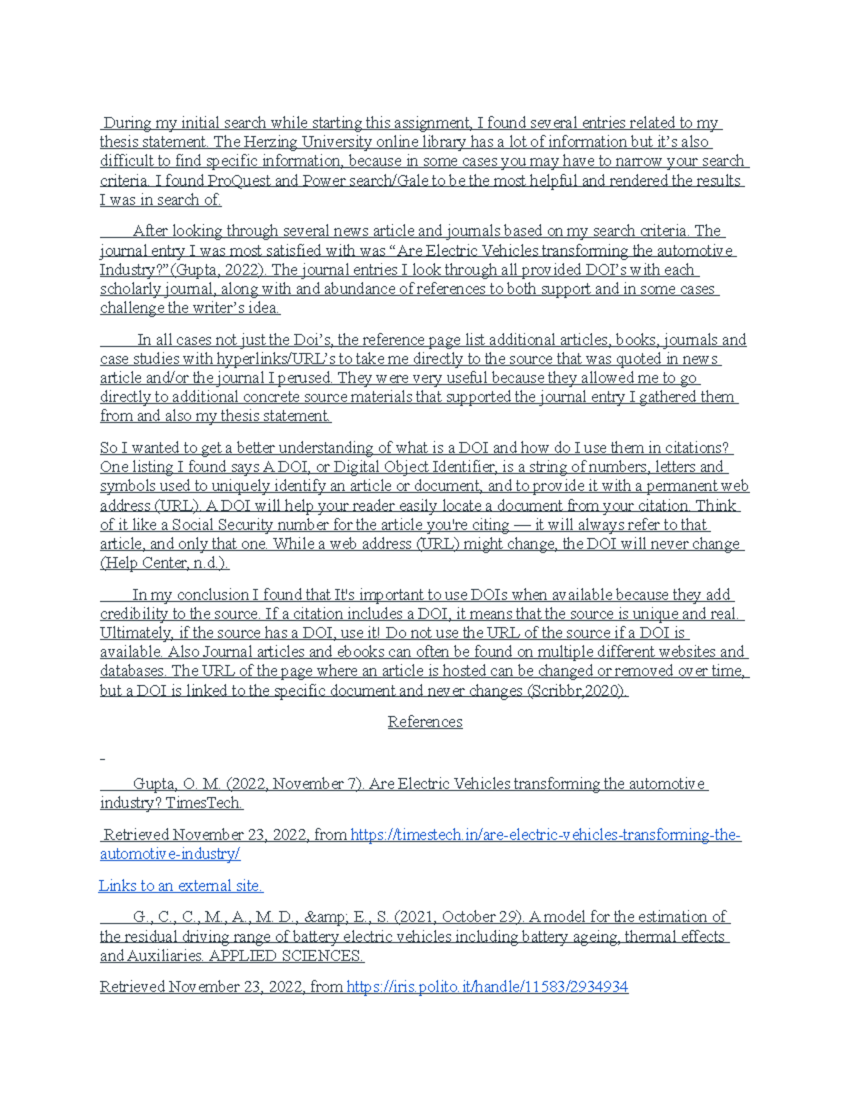 Unit 4 Discussion - DOIs and the Reference Page - During my initial search while starting this ...