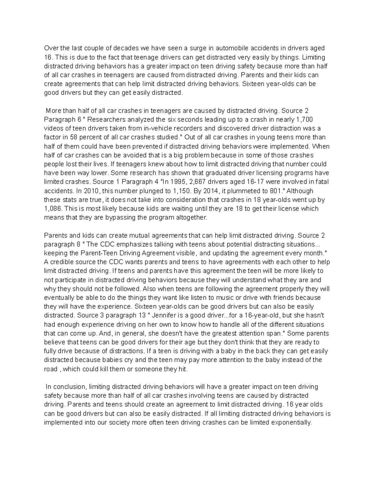 Teenage driving essay - Over the last couple of decades we have seen a ...