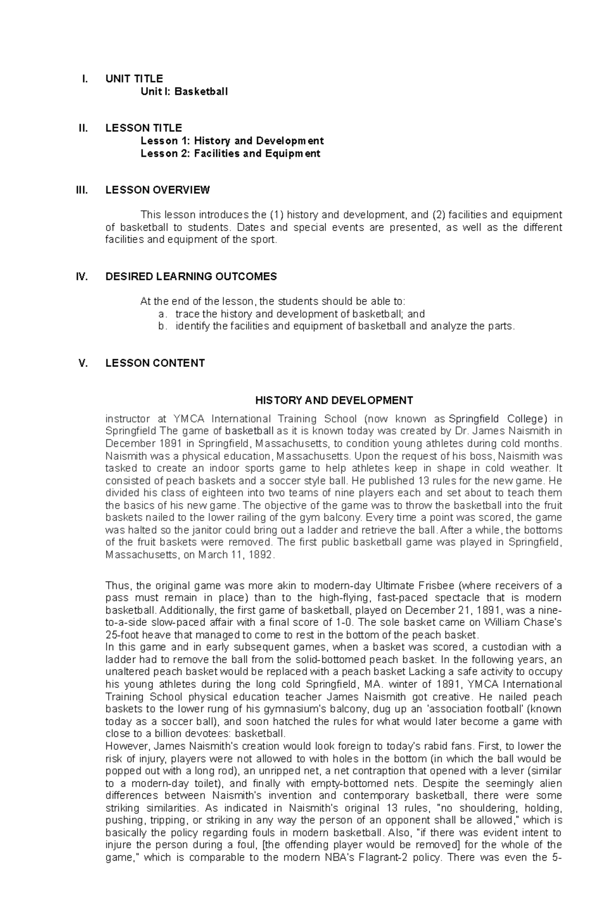 MS- Pathf-4- Module-2 Lesson-2-3 - I. UNIT TITLE Unit I: Basketball II ...