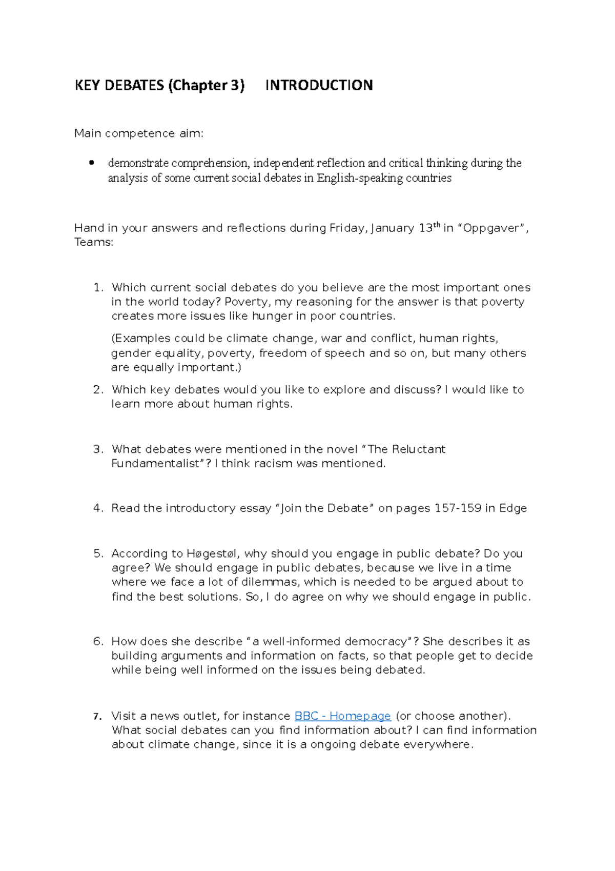 English key debates - viktig debatter i samfunnet. - KEY DEBATES ...