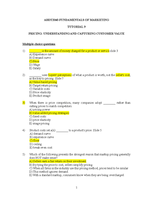 Tutorial 2 answer - this is about a marketing questions which is about ...