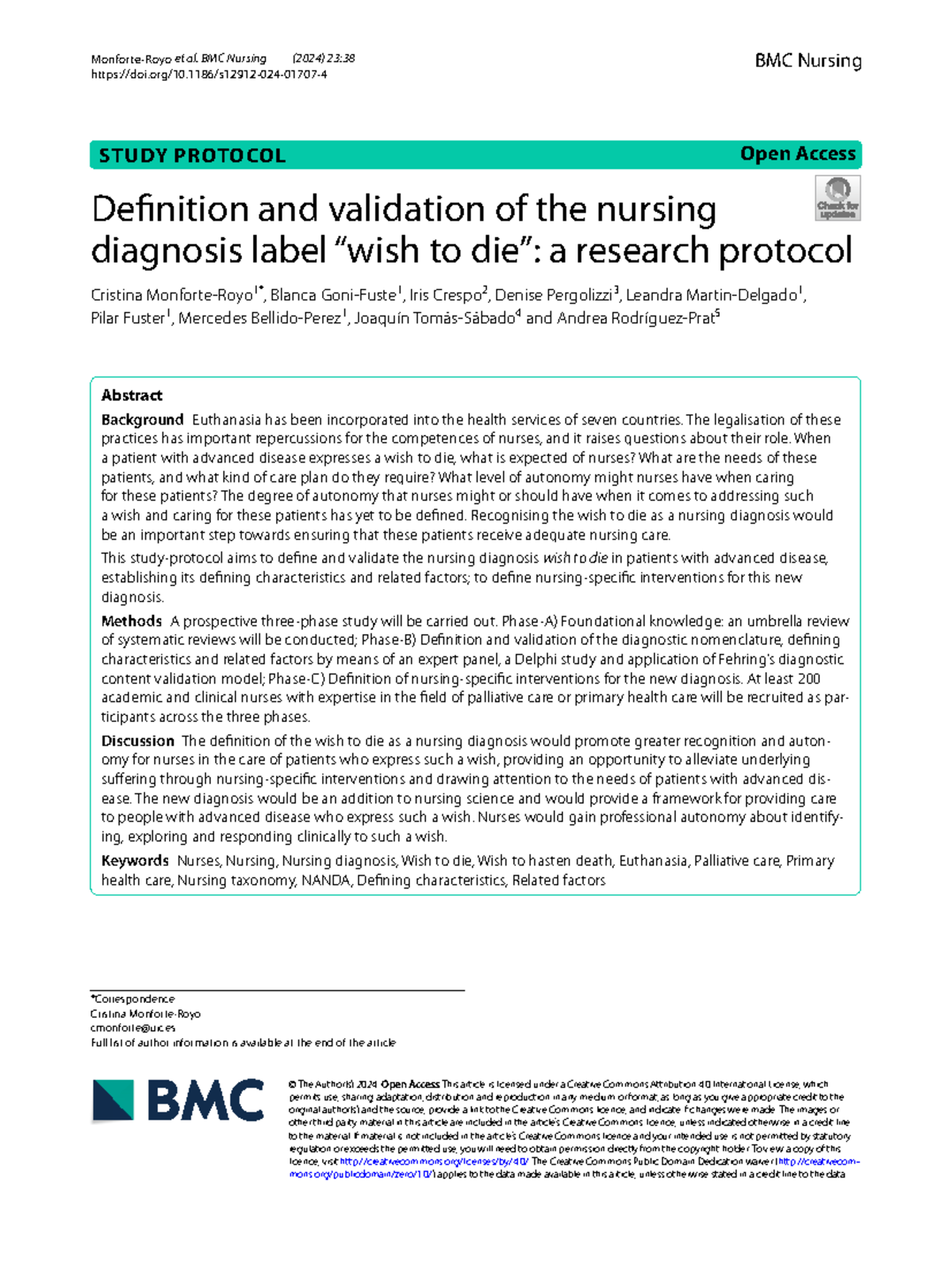 Definition and validation of the nursing diagnosis label - Monforte ...