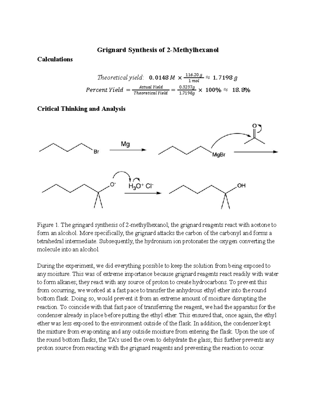 Gringard post lab-2 - lab - Grignard Synthesis of 2-Methylhexanol ...