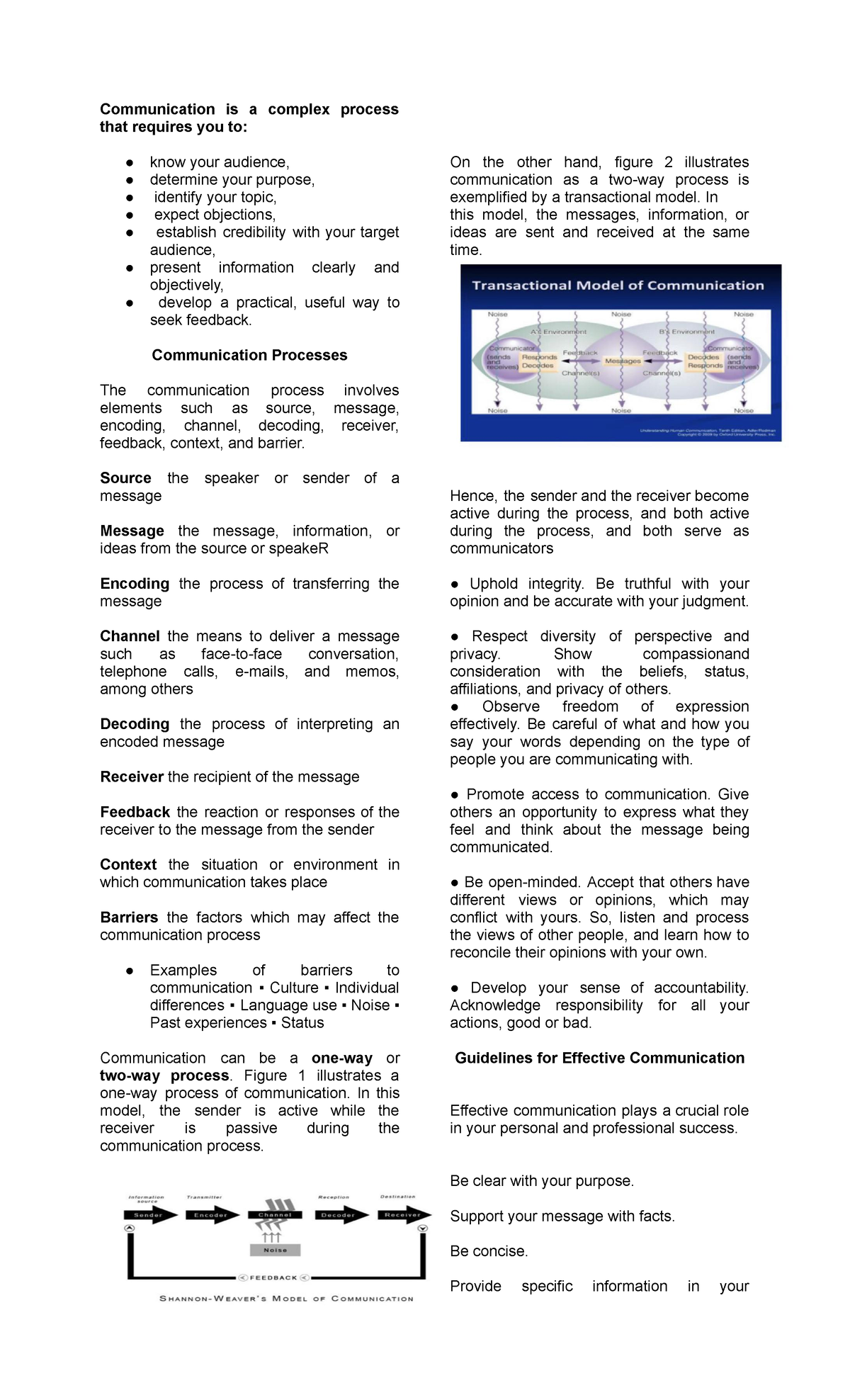 Purposive Communication Reviewer - Communication is a complex process ...