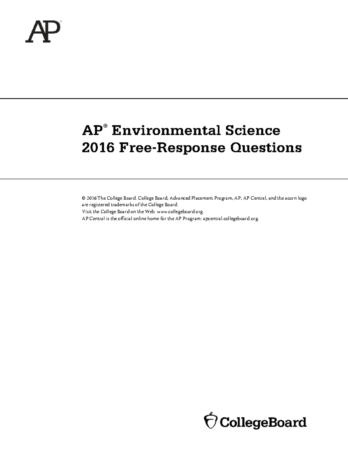 Ap16 frq environmental science review - ESC 1000C - State College of ...