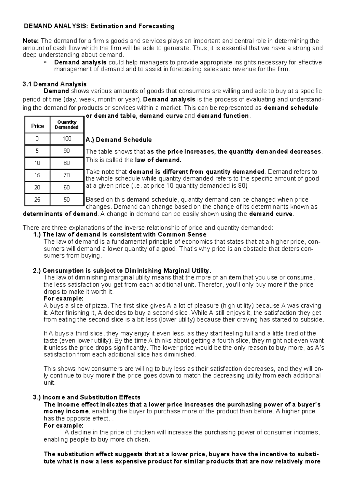 Demand Analysis - DEMAND ANALYSIS: Estimation and Forecasting Note: The ...