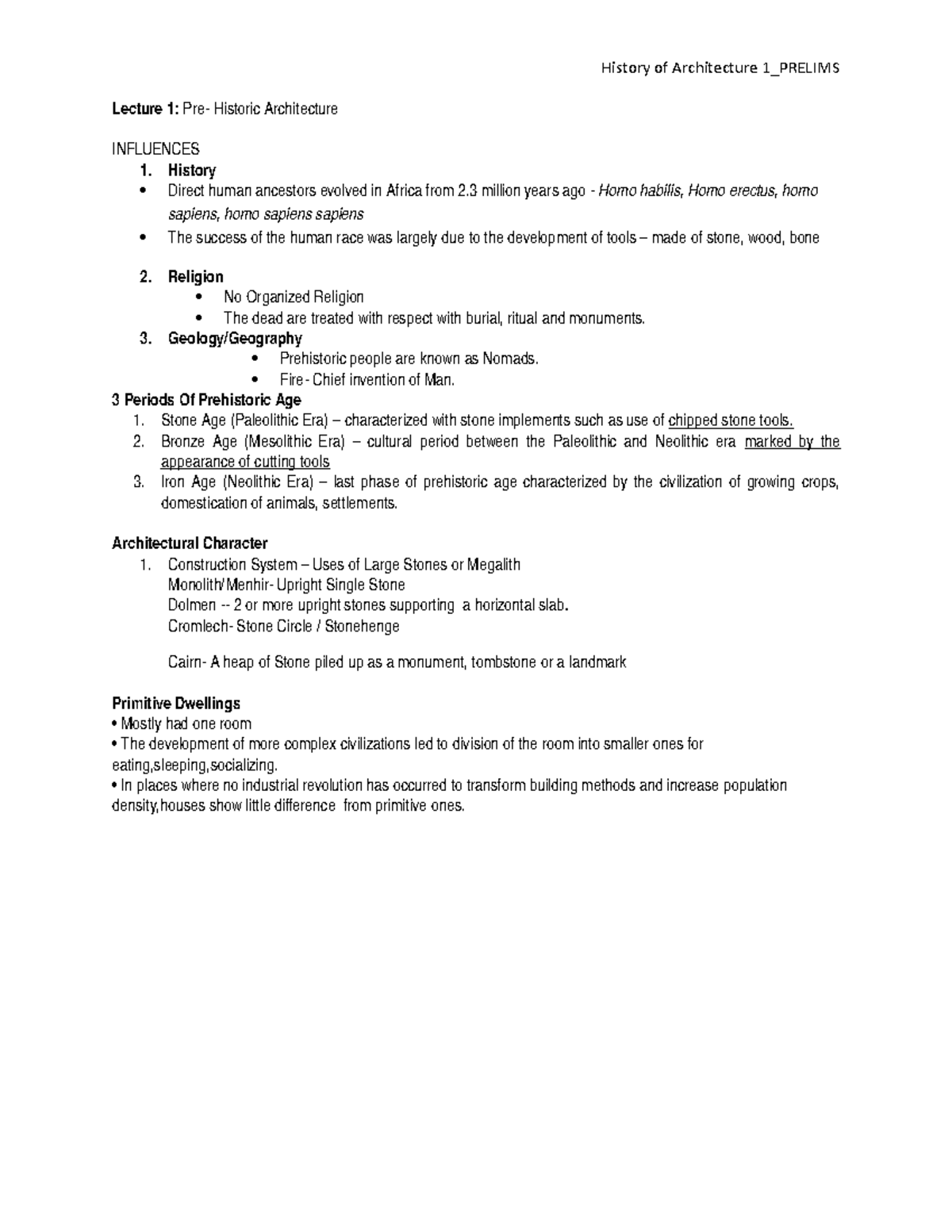 Prehistoric to Egyptian Art - Lecture 1: Pre- Historic Architecture ...