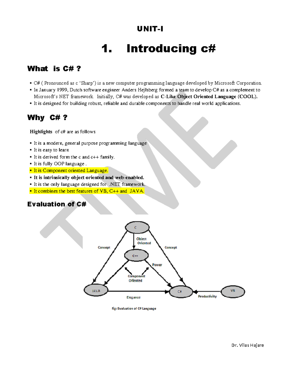 Part-1 - C# ( Pronounced as c ‘Sharp’) is a new computer programming ...